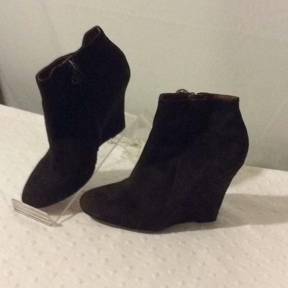 Sam Edelman | Shoes | Sam Edelman Brown Suede Wedge Heels Booties 8m ...